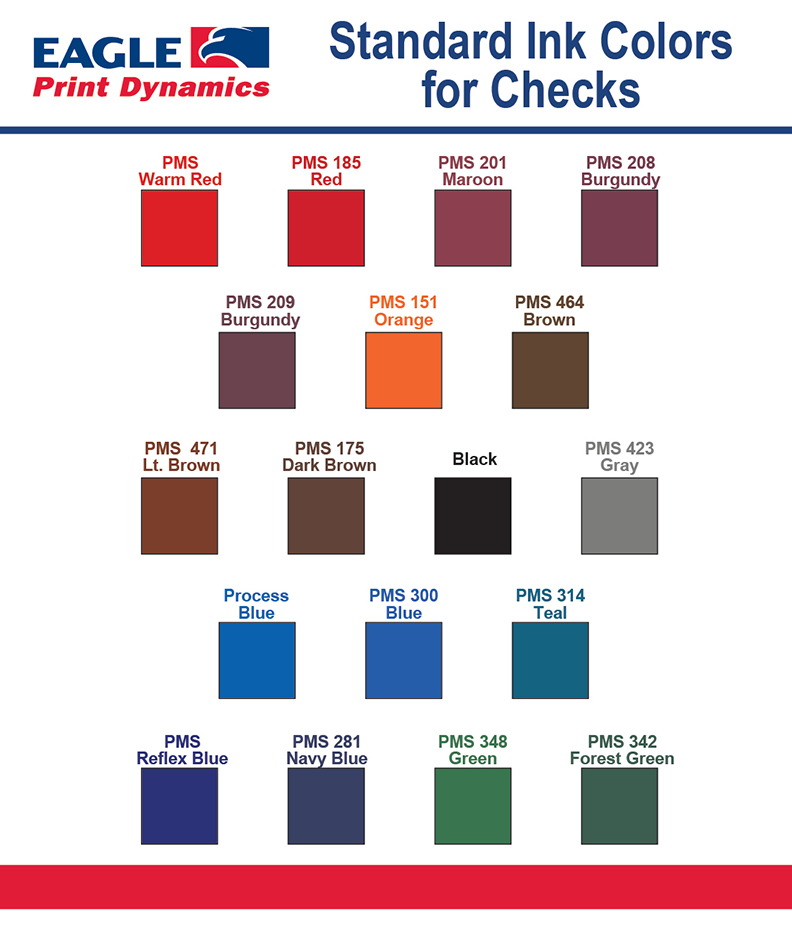 Standard Ink Colors for Checks | Print San Diego